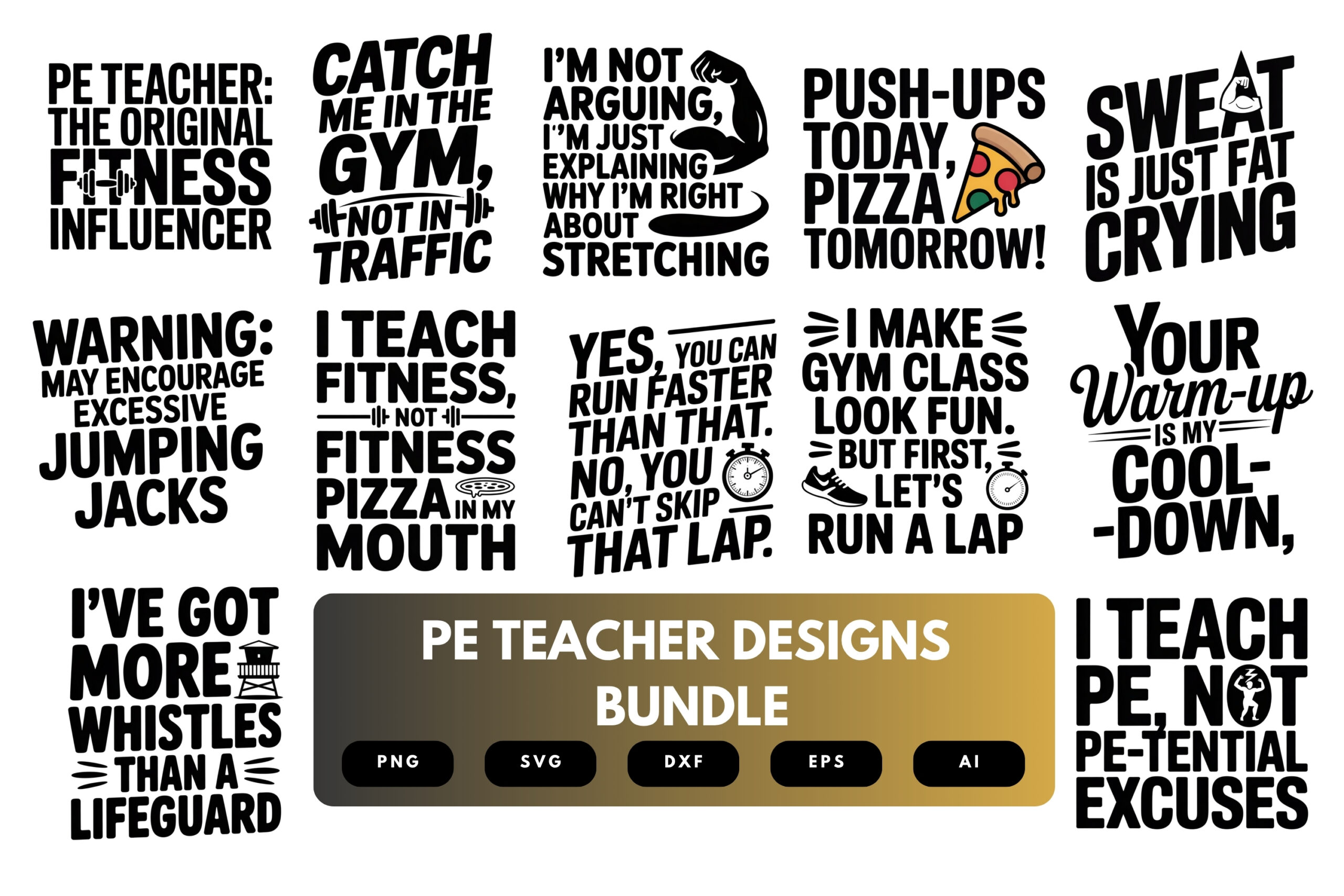PE Teacher SVG Bundle | Physical Education Clipart, Fitness Teacher Cut ...