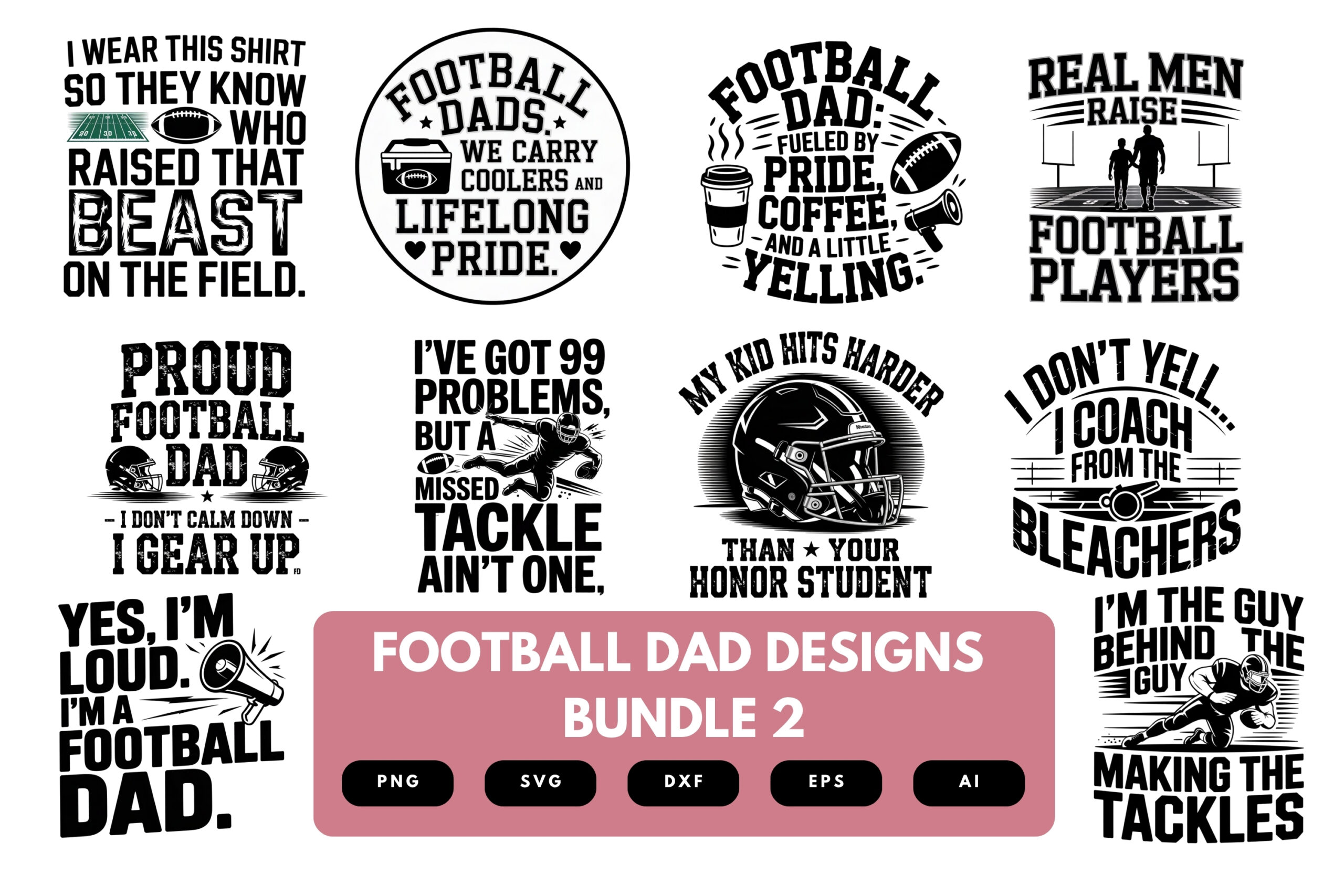 Football Dad SVG Bundle | Game Day Clipart, Sports Father Silhouette ...