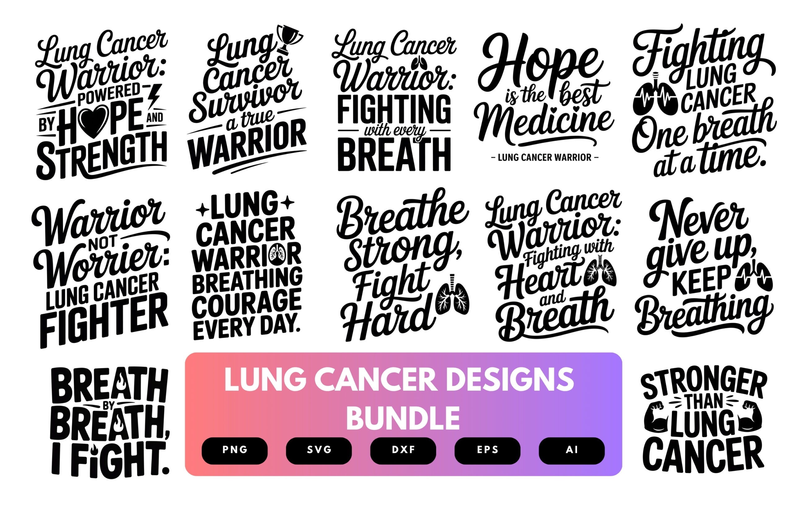 Lung Cancer Awareness SVG Bundle | White Ribbon Clipart, Medical ...