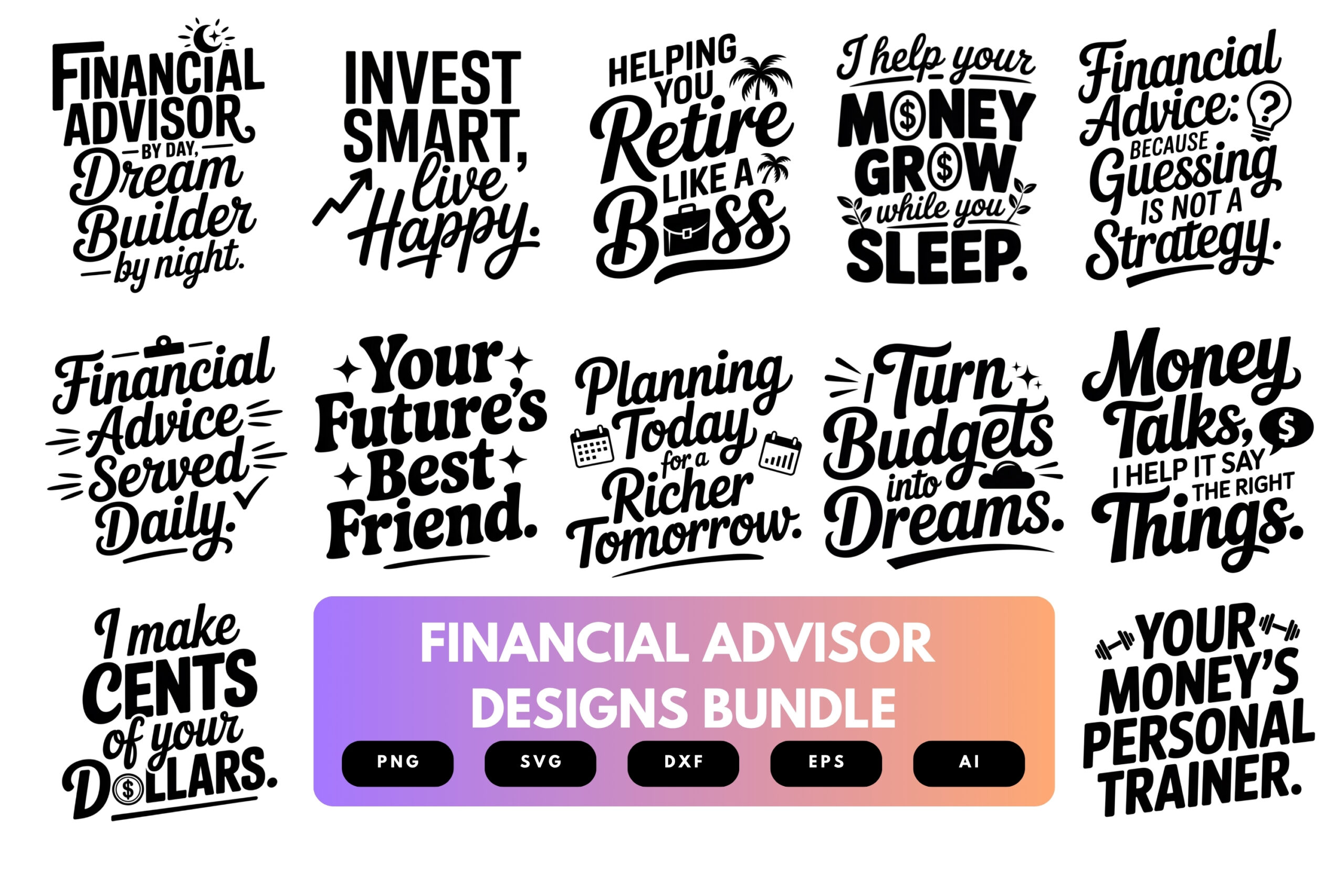 Financial Advisor SVG Bundle | Finance Clipart, Investment , Money ...
