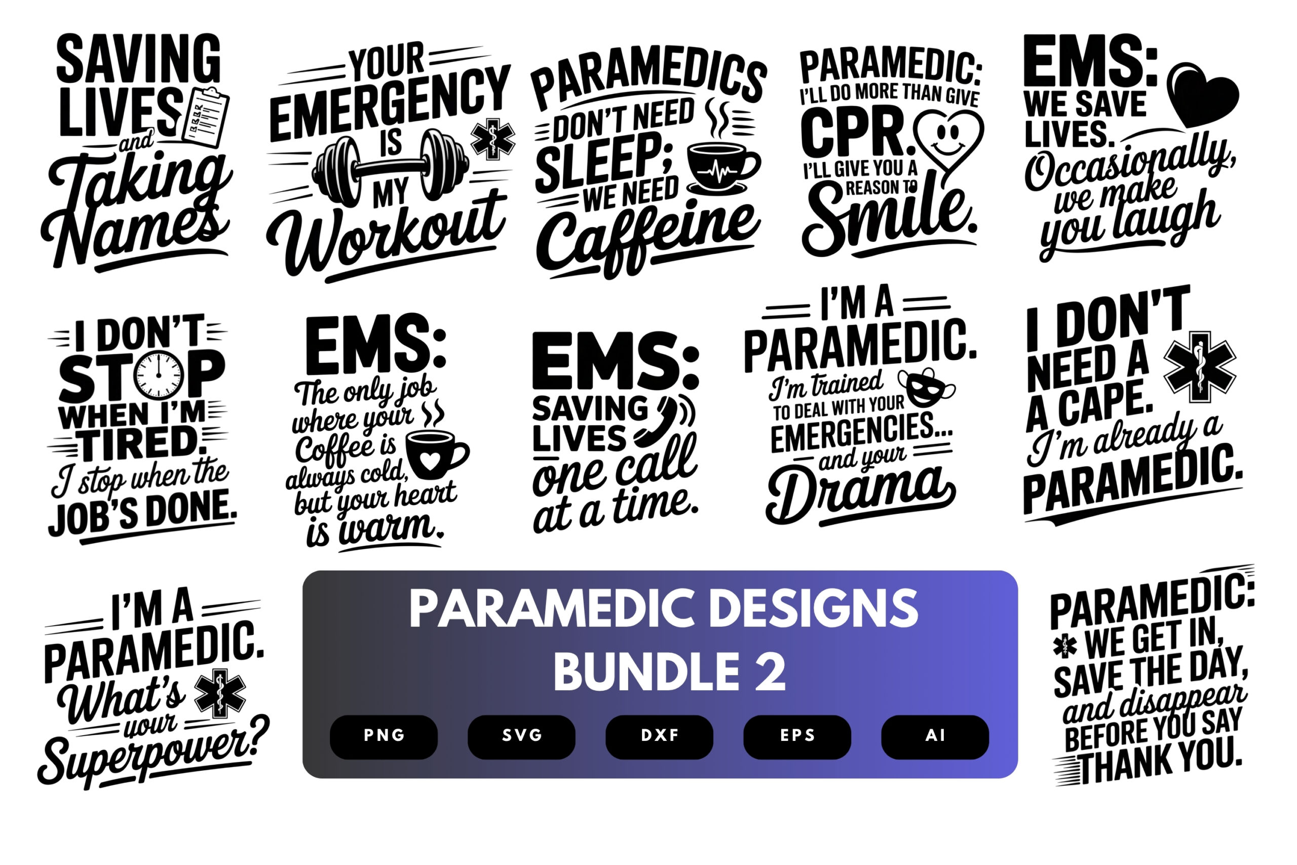 Paramedic SVG Bundle | EMT Clipart, First Responder Silhouette Cut ...